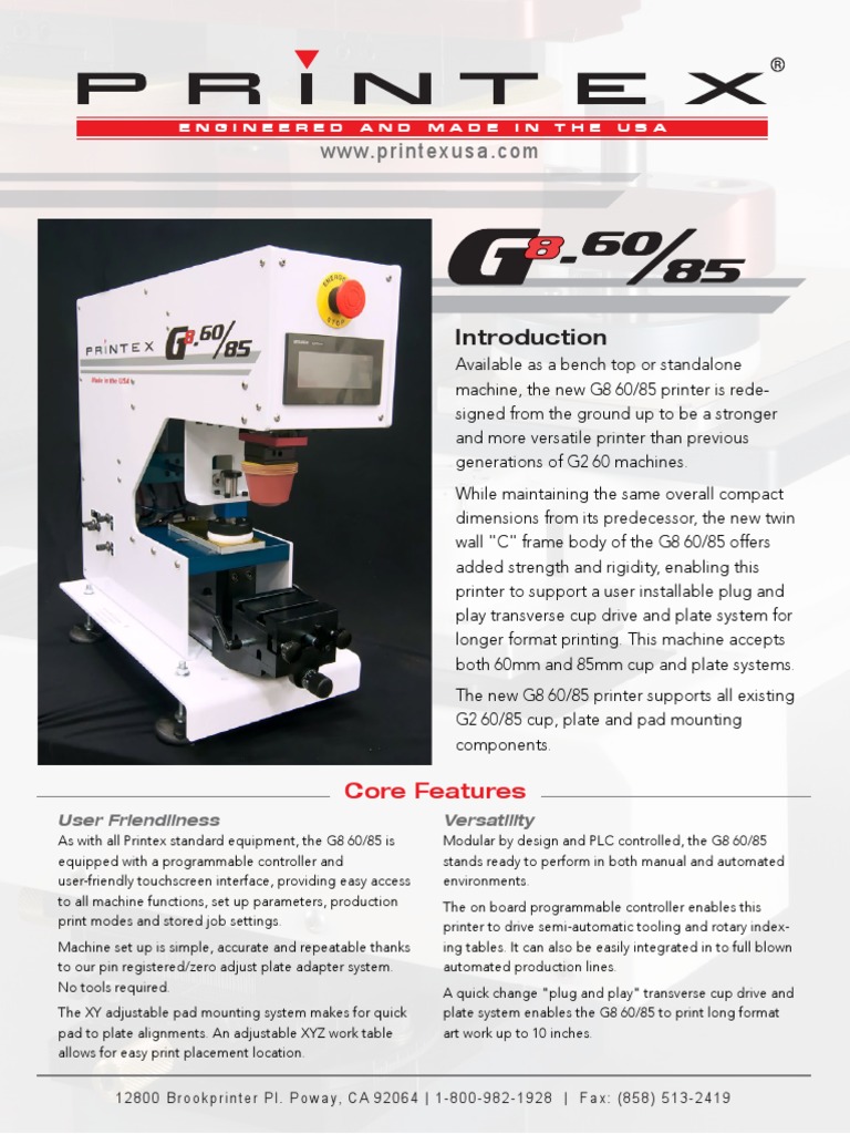 G8 60 85 Brochure | PDF | Printer (Computing) | Automation