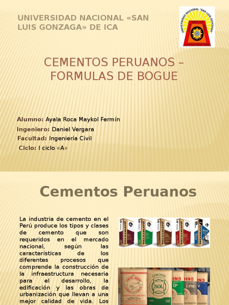 Cementos Peruanos - Formulas de Bogue | PDF | Cemento | Horticultura y ...
