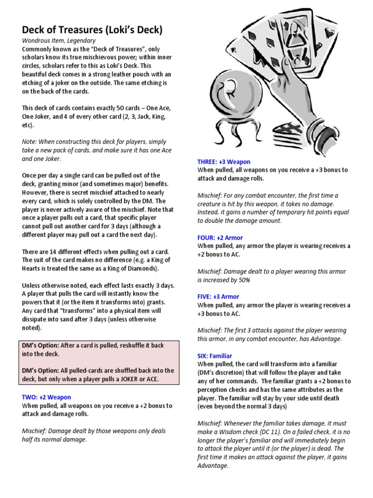 (Treasure) Deck of Treasures | PDF | Playing Cards | Entertainment