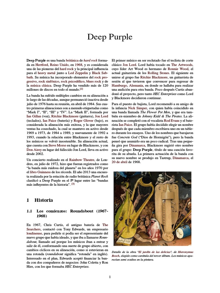 Historia de Deep Purple y sus integrantes | PDF | Grupos musicales ...