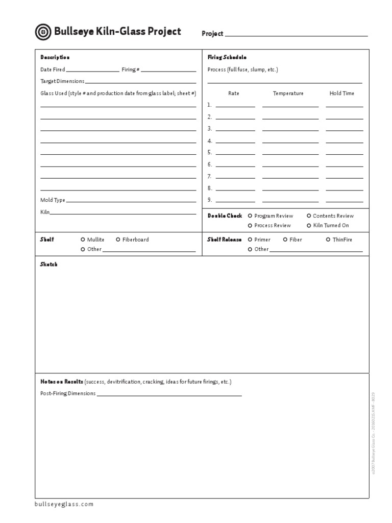 Bullseye Kiln-Glass Project: Description Firing Schedule | PDF