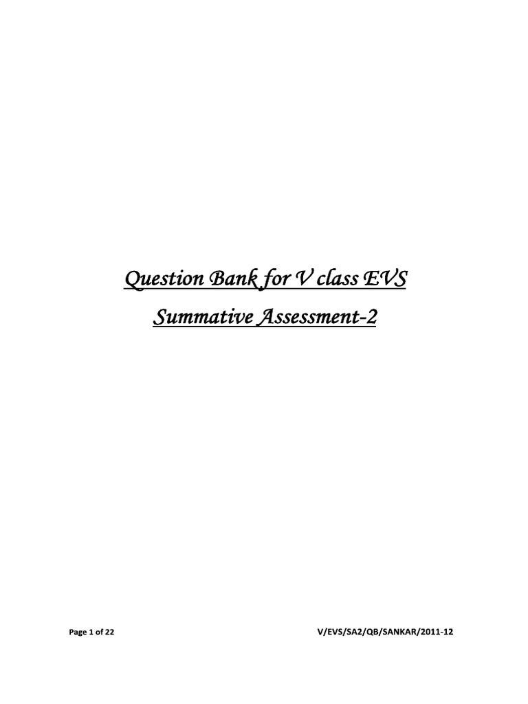 V STD Evs Question Bank For Sa2 | PDF