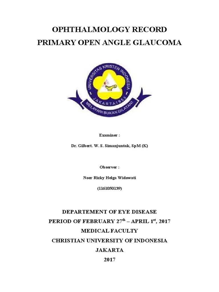 Ophthalmology Record Primary Open Angle Glaucoma | PDF | Wellness ...
