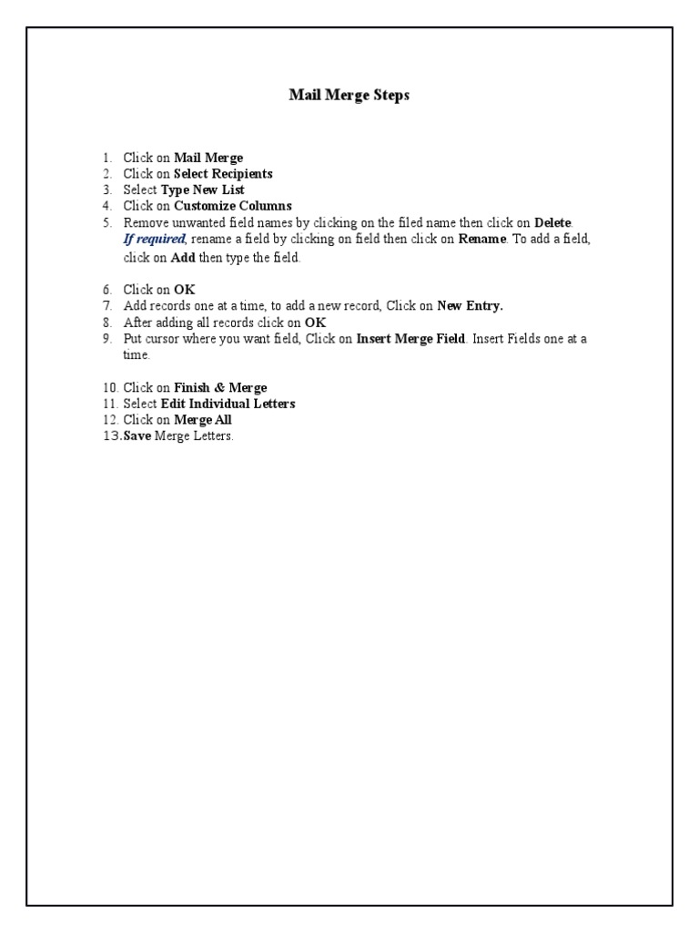 Mail Merge Steps | PDF