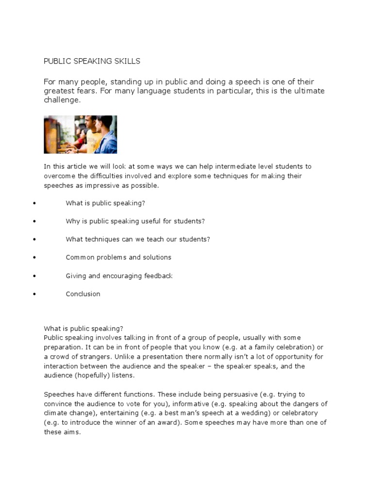 Public Speaking Skills | PDF | Public Speaking | Body Language