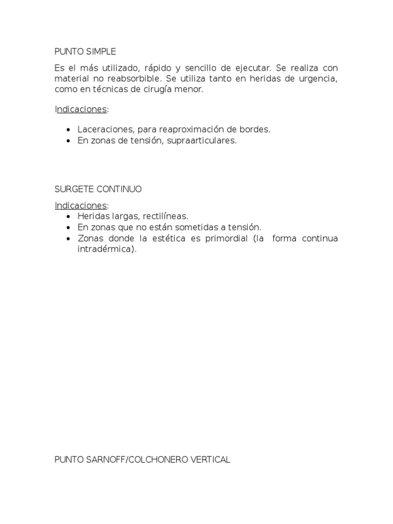 Técnicas de Sutura: Puntos y Usos | PDF | Membrana mucosa | Herida