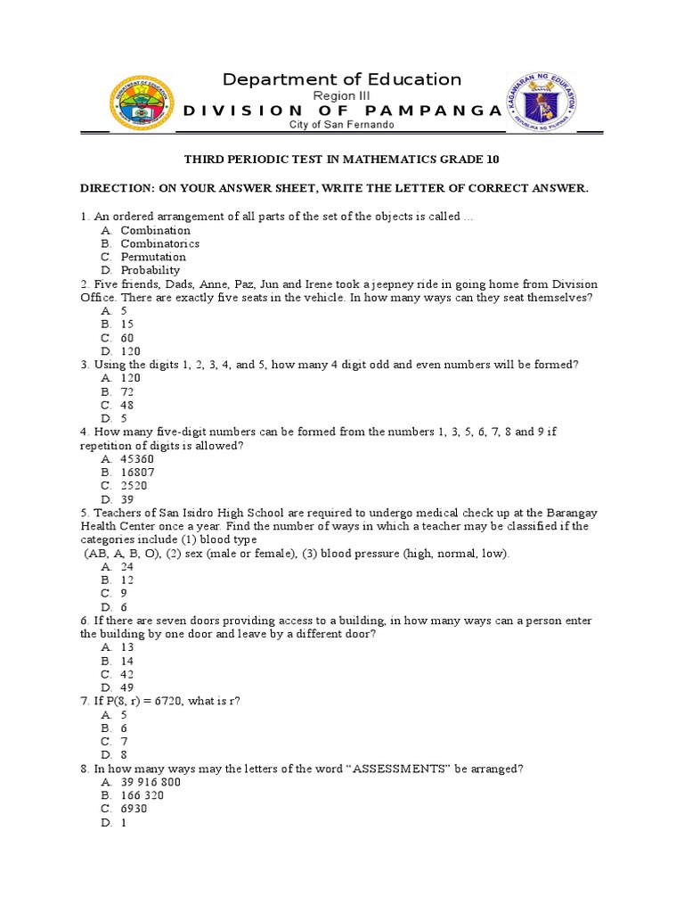 Grade 10 | Download Free PDF | Odds | Teaching Mathematics