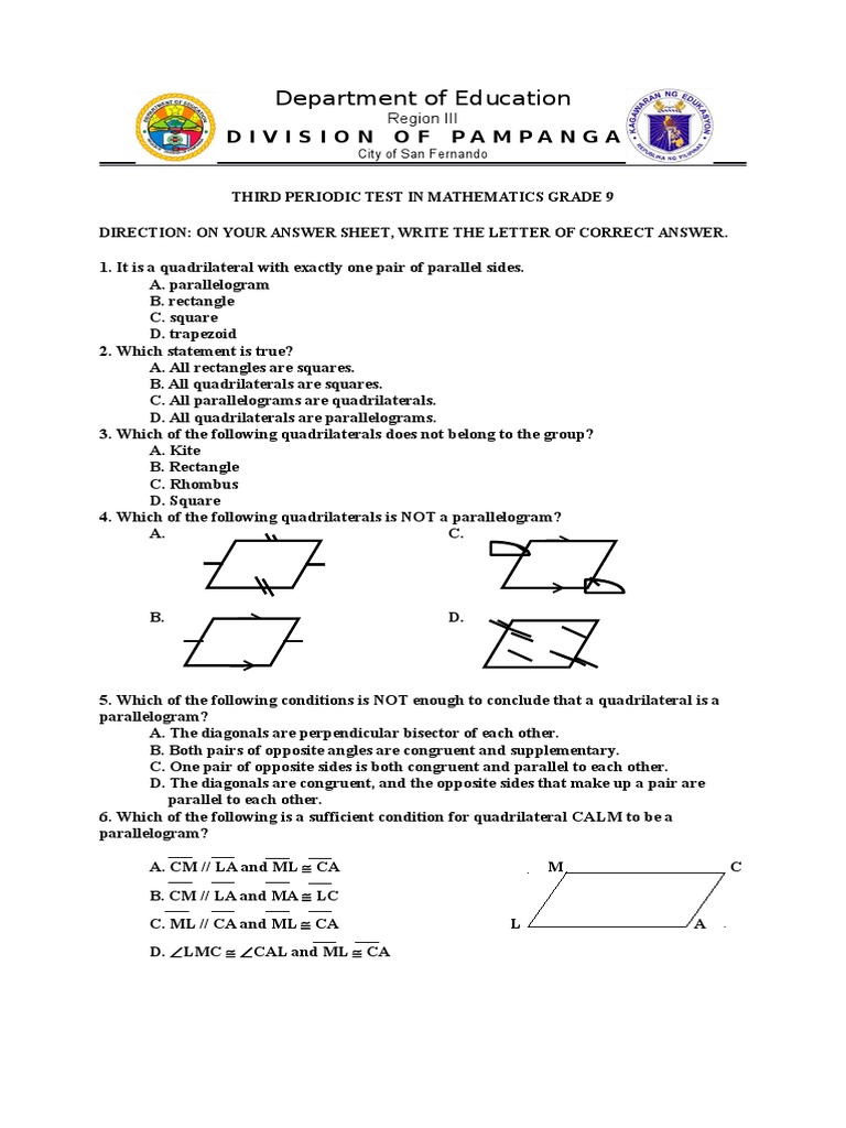 Grade 9 | PDF | Rectangle | Perpendicular