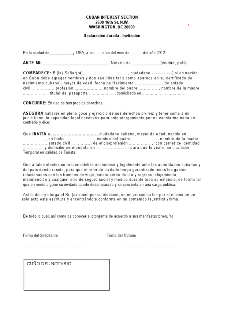 Carta de Invitacion Cubanos 2 | PDF