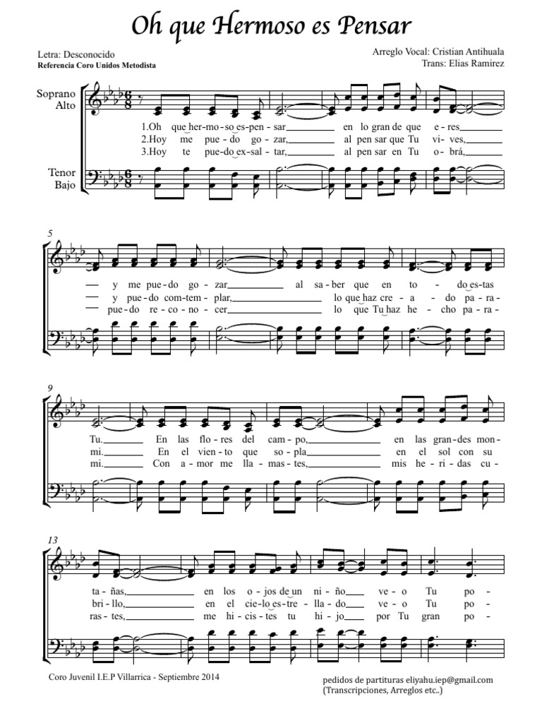 Oh Que Hermoso Es Pensar | PDF | Musica coral | Música vocal