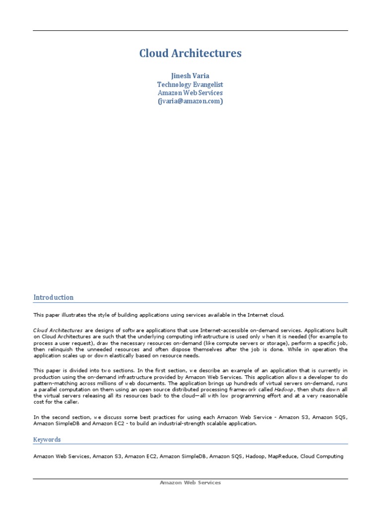 Cloudarchitectures Varia PDF | PDF | Apache Hadoop | Cloud Computing