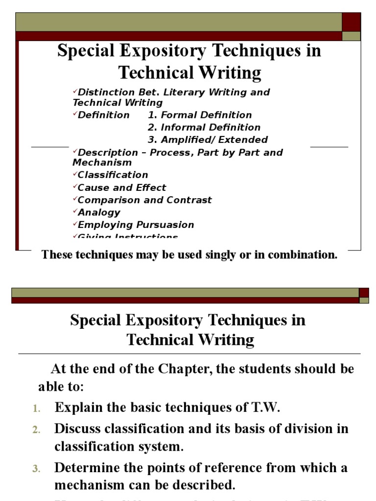 5 Special Expository Techniques In Technical Writing Definition 
