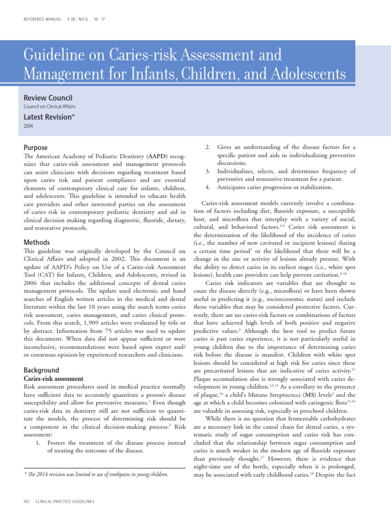 A Guide to Caries Risk Assessment and Management Protocols for Infants ...