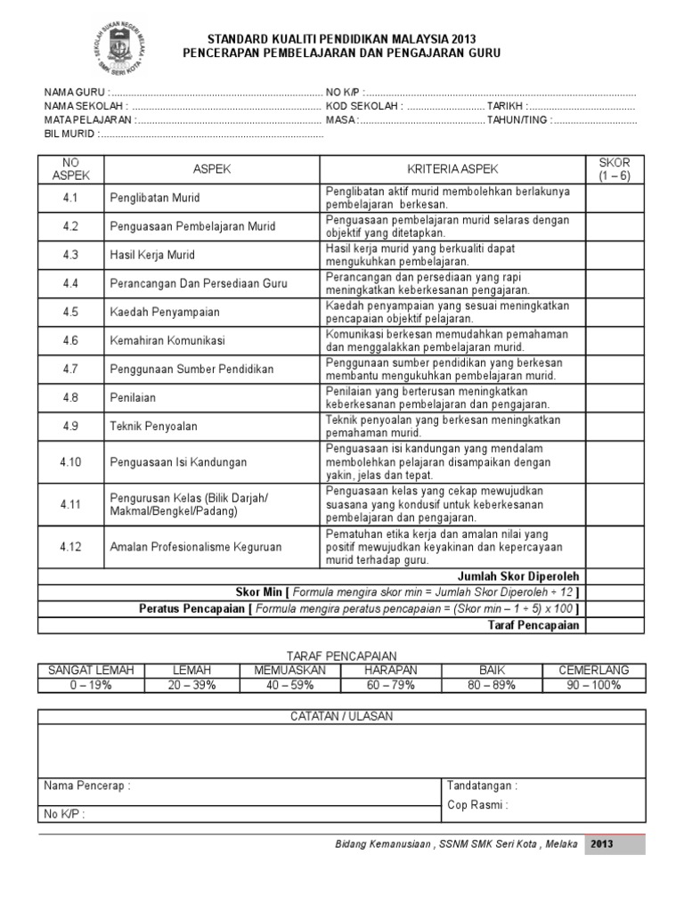 Borang Pencerapan PDP | PDF