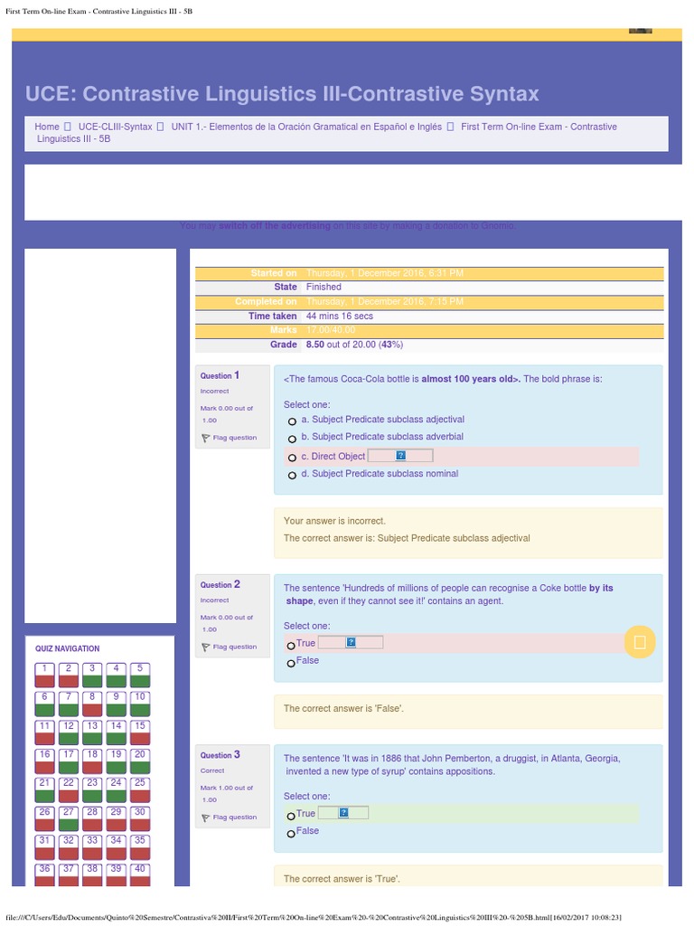 Contrastive Linguistics Exam Review | PDF | Predicate (Grammar) | Verb