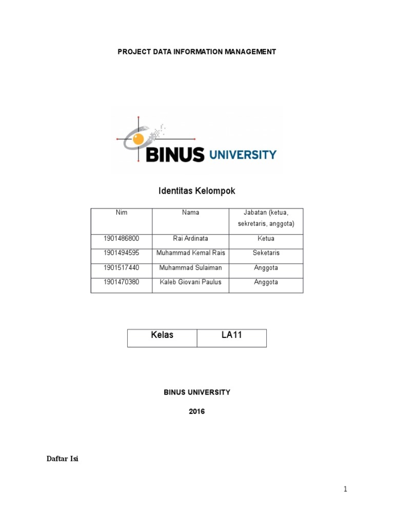 Contoh Paper Project Data Information Management Binus University | PDF