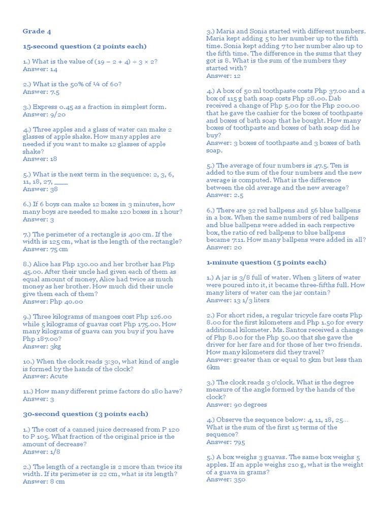 Mtap Questions Team Orals | PDF | Triangle | Rectangle