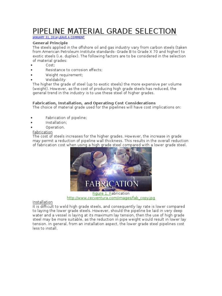 Pipeline Material Grade Selection | PDF