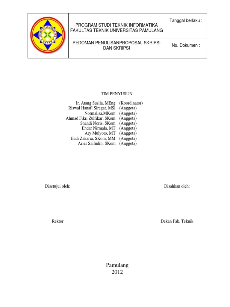 Pedoman Penulisan Proposal Skripsi Unpam | PDF