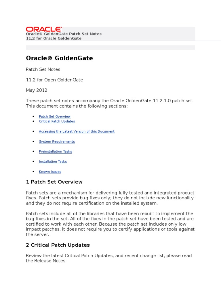 Oracle GoldenGate 11.2.1.0.1 README | PDF | Oracle Database | Library (Computing)