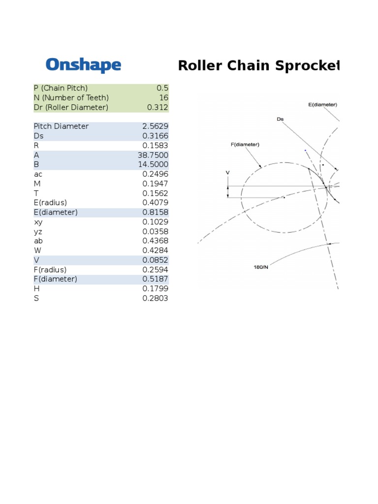 Sprocket Tooth Profile Worksheet | PDF | Manufactured Goods ...