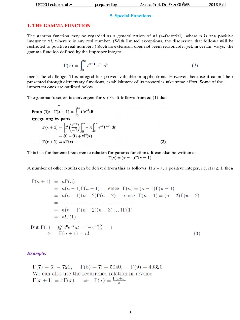 Gamma and Beta Function | PDF | Equations | Function (Mathematics)