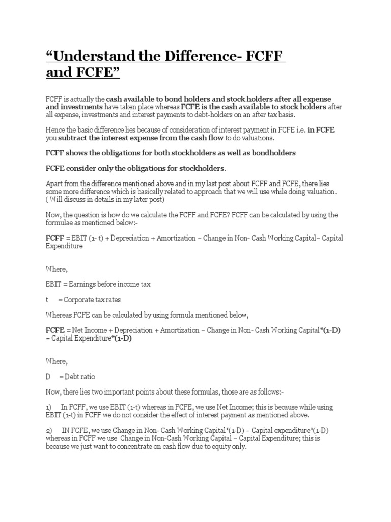 FCFF and Fcfe of CV | PDF | Free Cash Flow | Business
