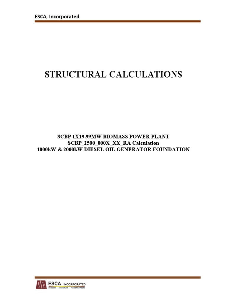 Structural Calculations: ESCA, Incorporated | PDF