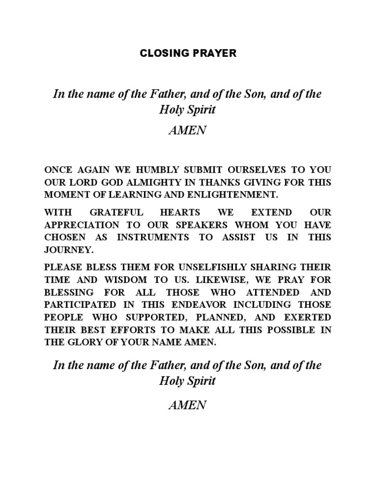In The Name of The Father, and of The Son, and of The Holy Spirit Amen ...