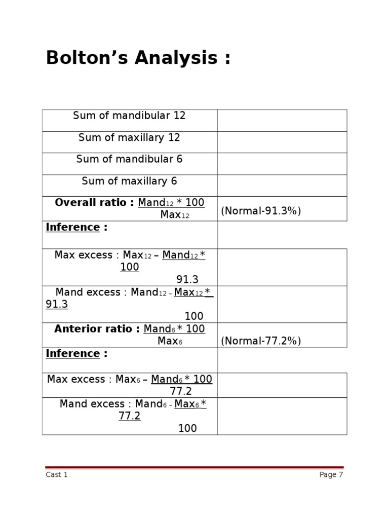 Bolton's Analysis:: Overall Ratio: Mand Inference | PDF