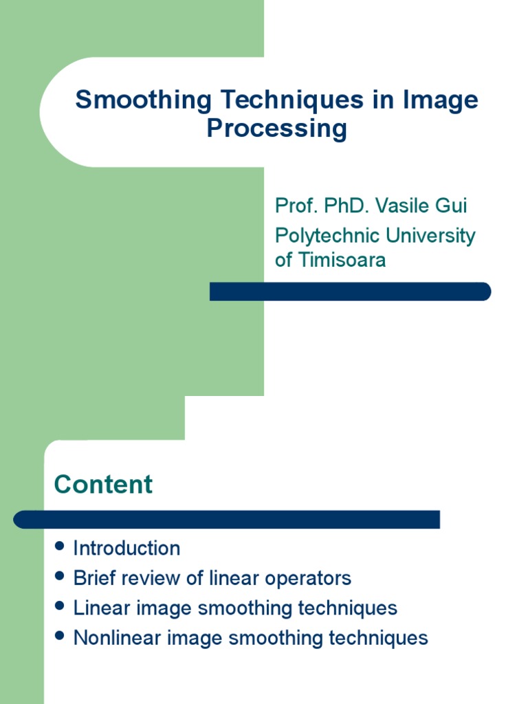 Smoothing Techniques in Image Processing | PDF | Median | Algorithms