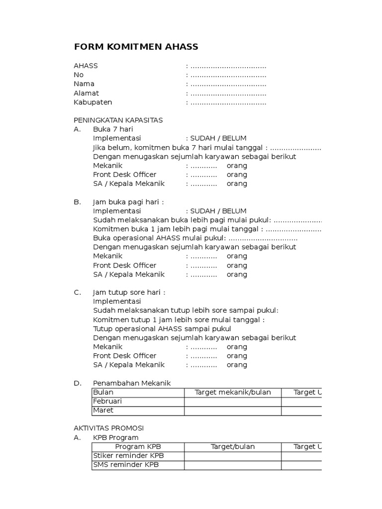 Lembar Komitmen | PDF