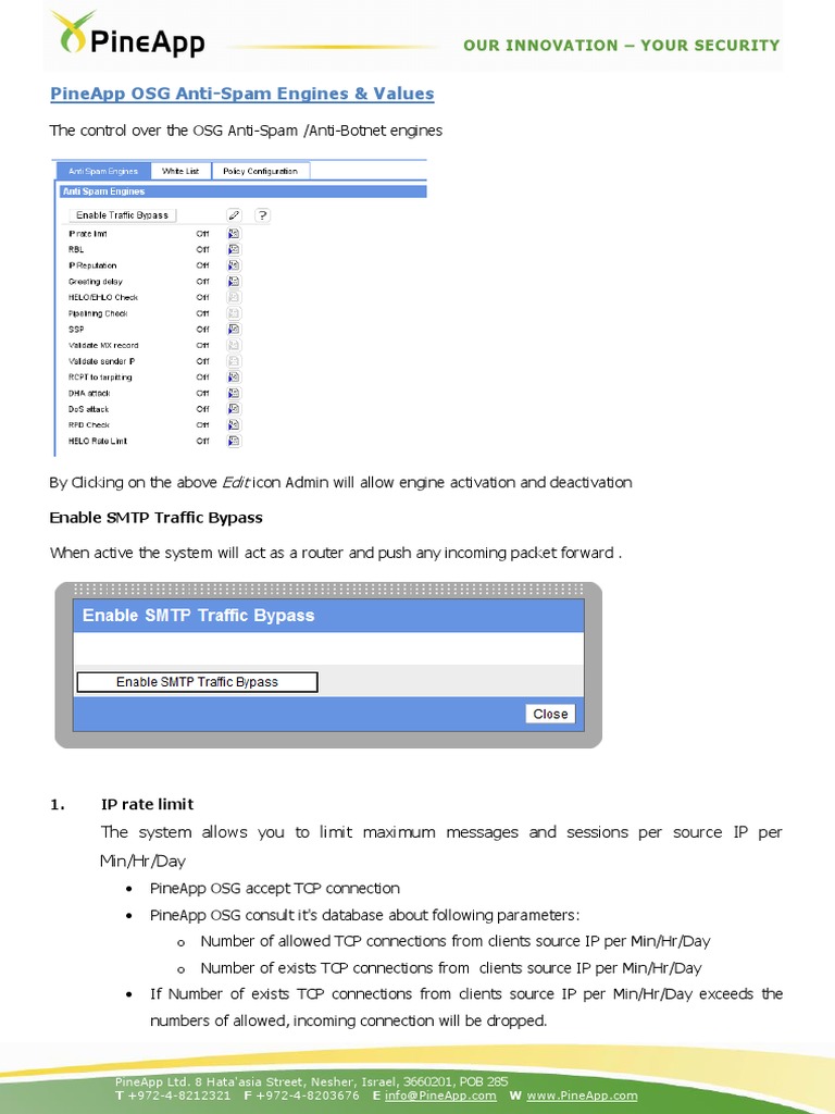 PineApp OSG Anti-Spam Engines & Values | Download Free PDF | Internet Protocols | Information Age