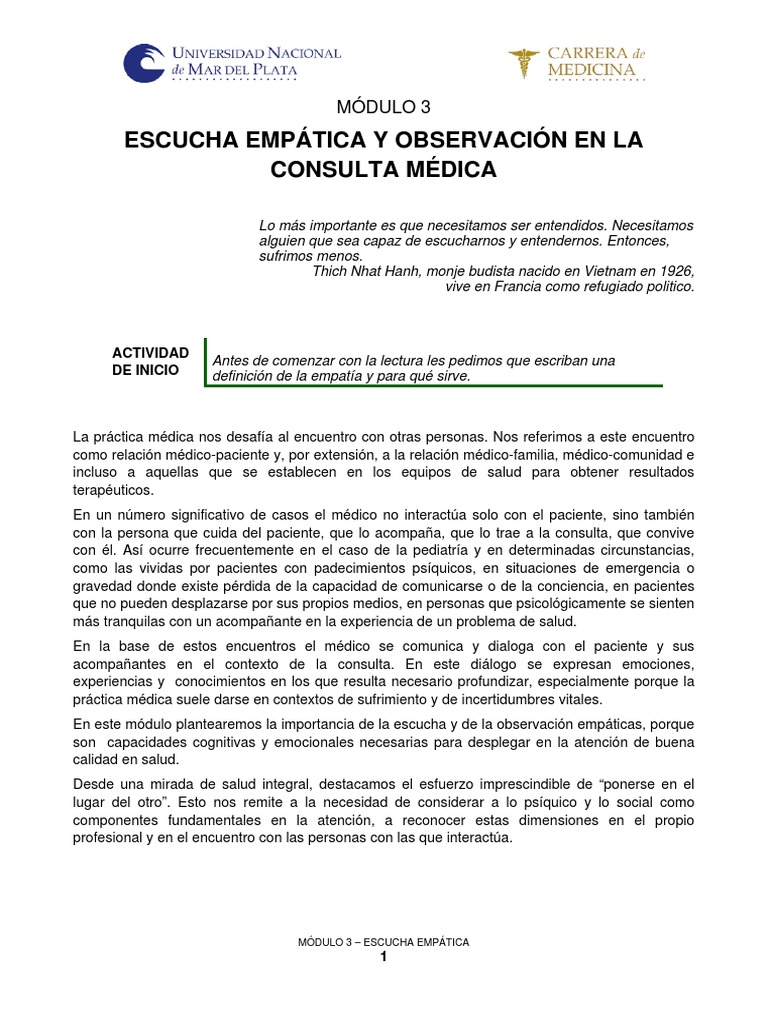 Modulo 3 - Escucha Empática | PDF | Empatía | Las emociones