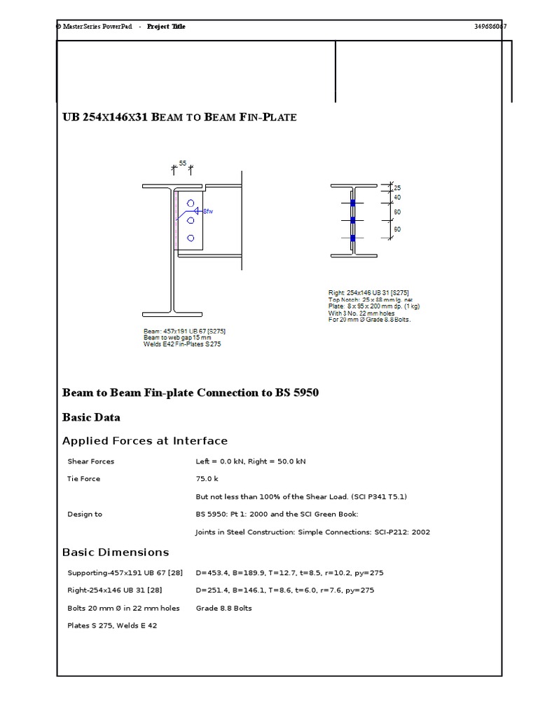 UB 254 146 31 B B F - P: X X EAM TO EAM IN Late | PDF | Beam (Structure ...