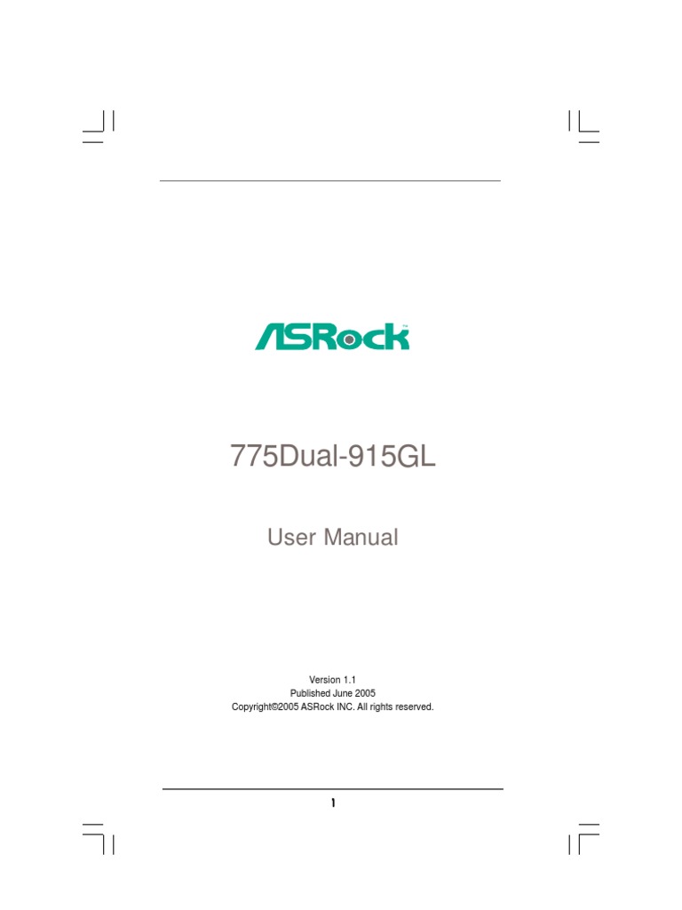 775Dual-915GL: User Manual | PDF