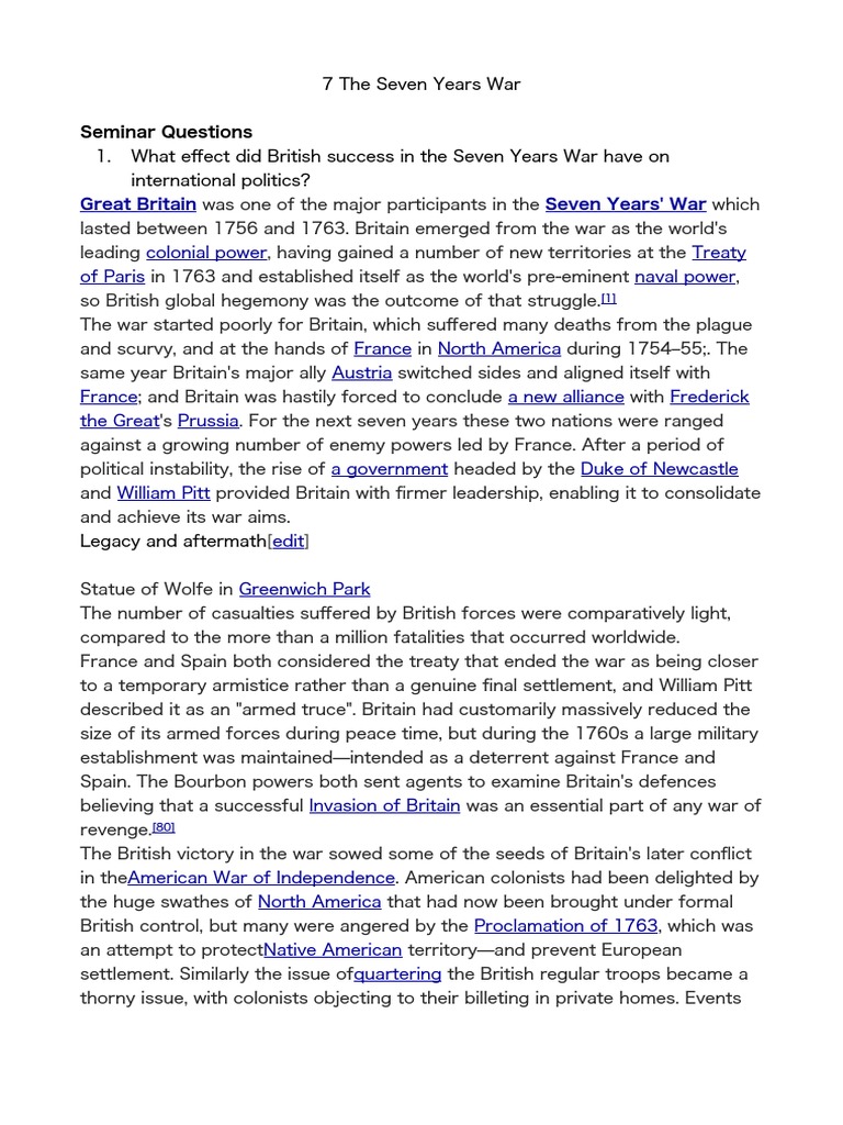 7 The Seven Years War | PDF | French And Indian War | Prussia