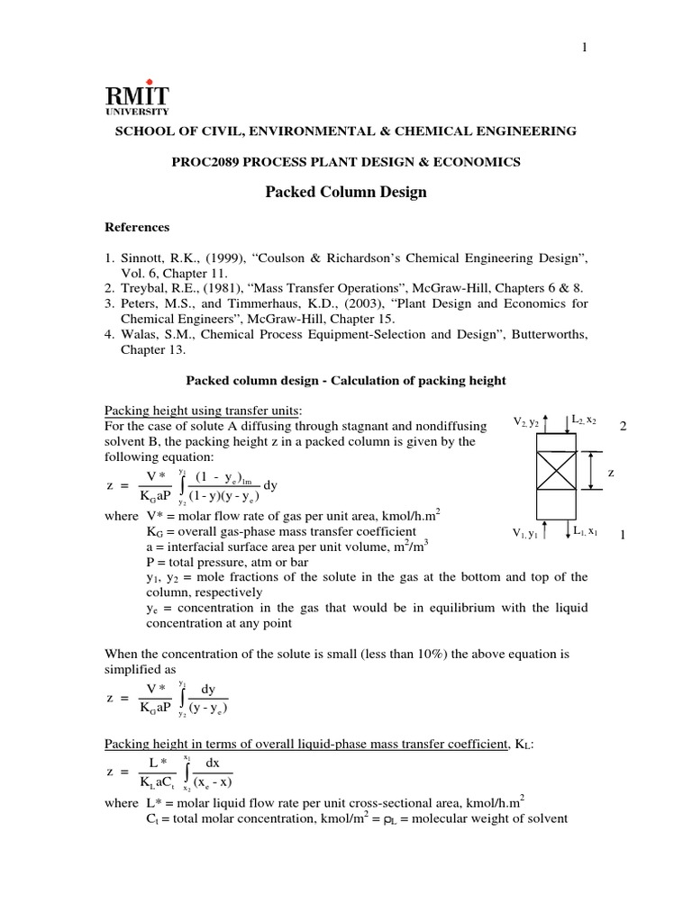 Packed Column Design - Packing Height Calculation Notes | Mole (Unit ...