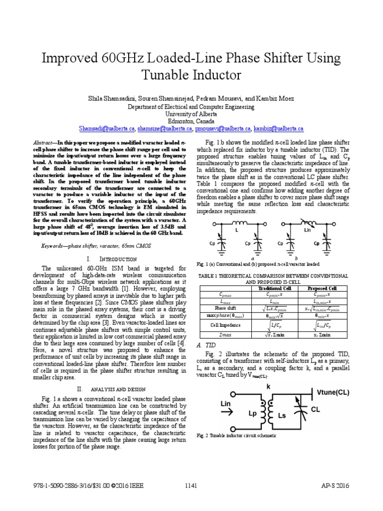 Improved 60Ghz Loaded-Line Phase Shifter Using Tunable Inductor | PDF