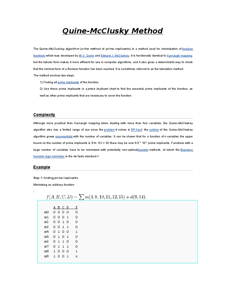 Digital Electronics-Quine McClusky | PDF | Applied Mathematics | Algorithms