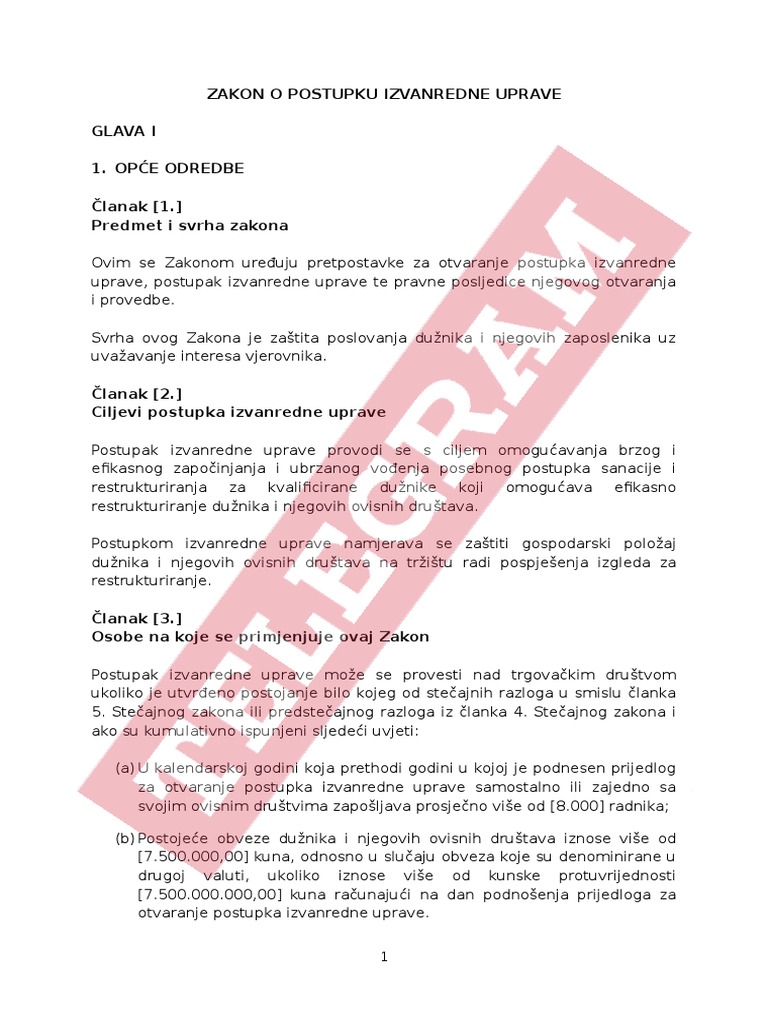 Zakon o Postupku Izvanredne Uprave | PDF
