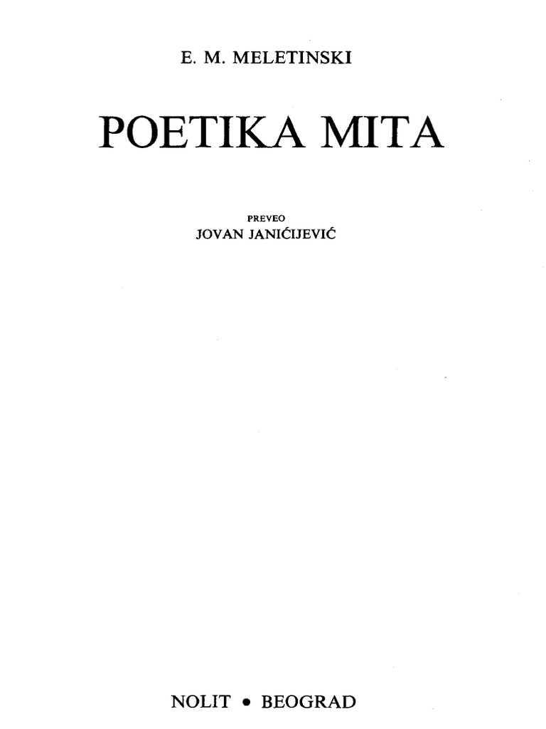 Meletinski, Poetika Mita PDF | PDF