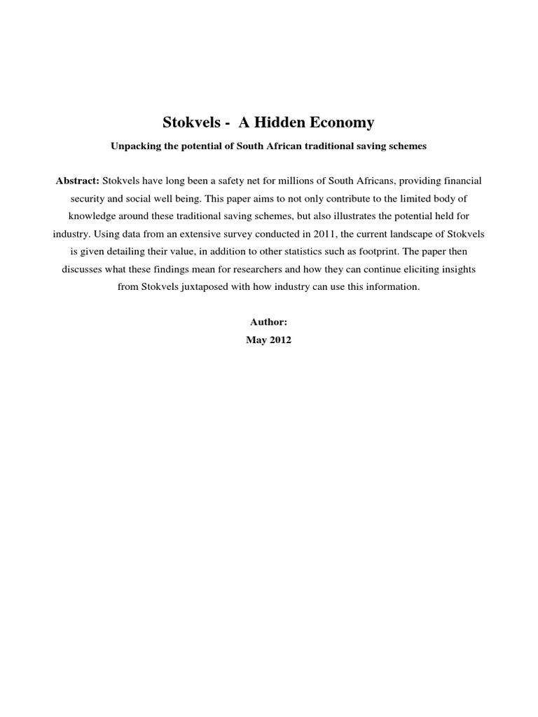 Understanding Stokvels in South Africa | PDF | Qualitative Research ...