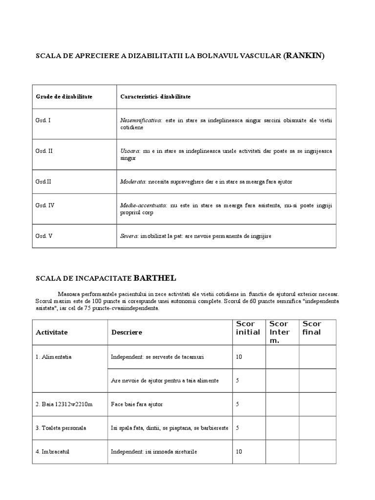 Scale Evaluare Dizabilitati | PDF