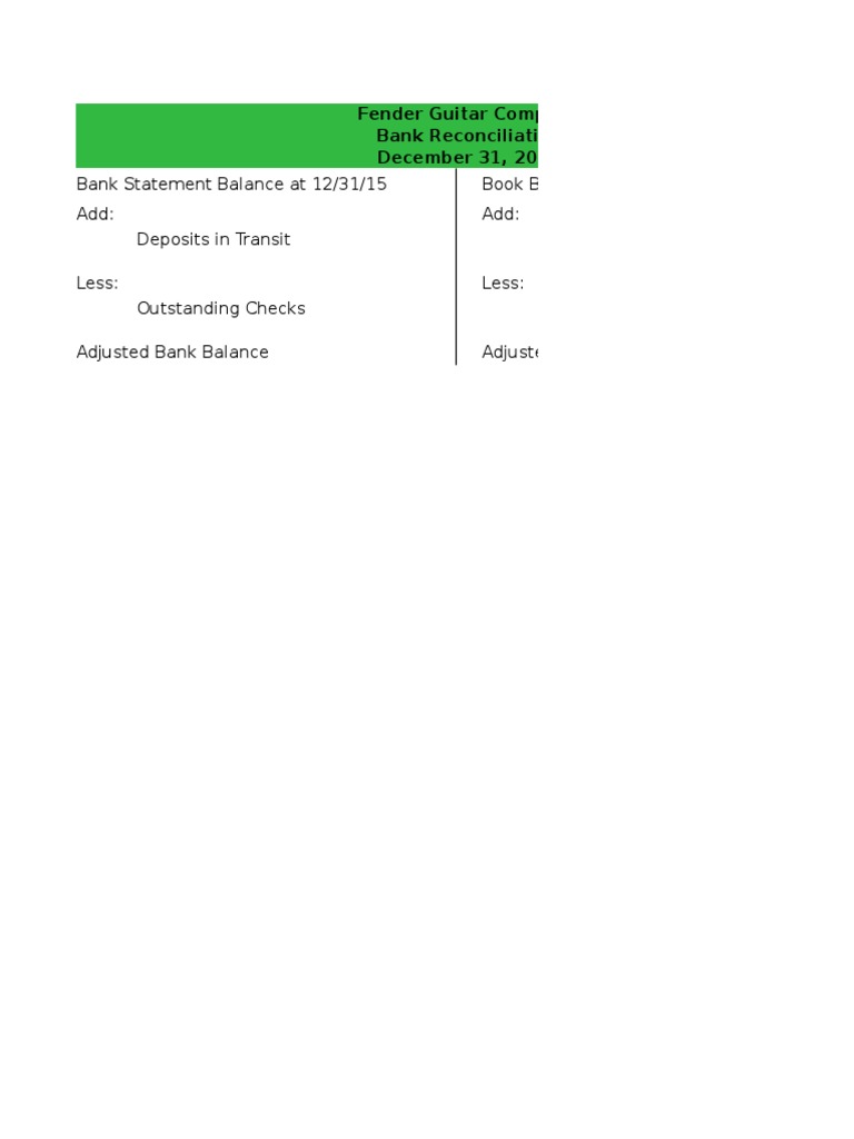 Bank Reconciliation Example | PDF
