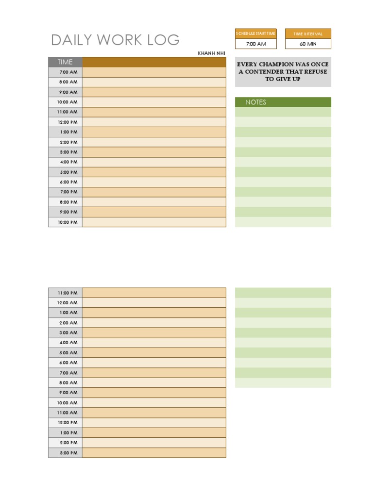 Daily Work Log Template | PDF