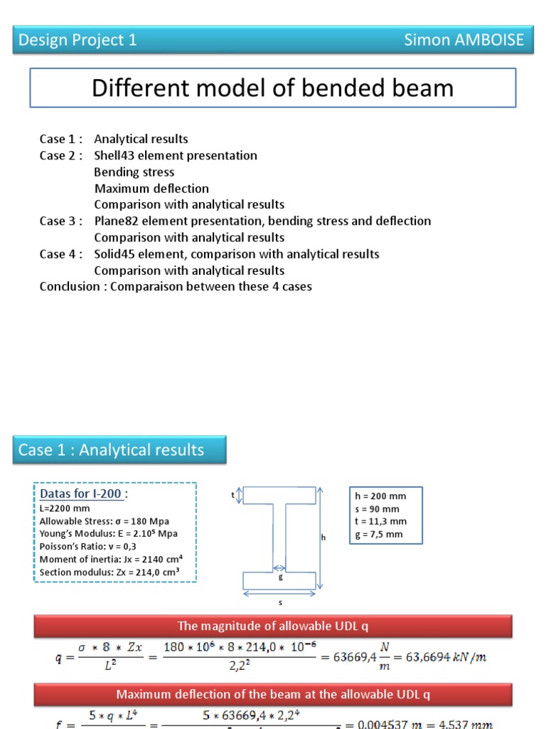 Different Model of Bended Beam: Design Project 1 Simon Amboise | PDF ...