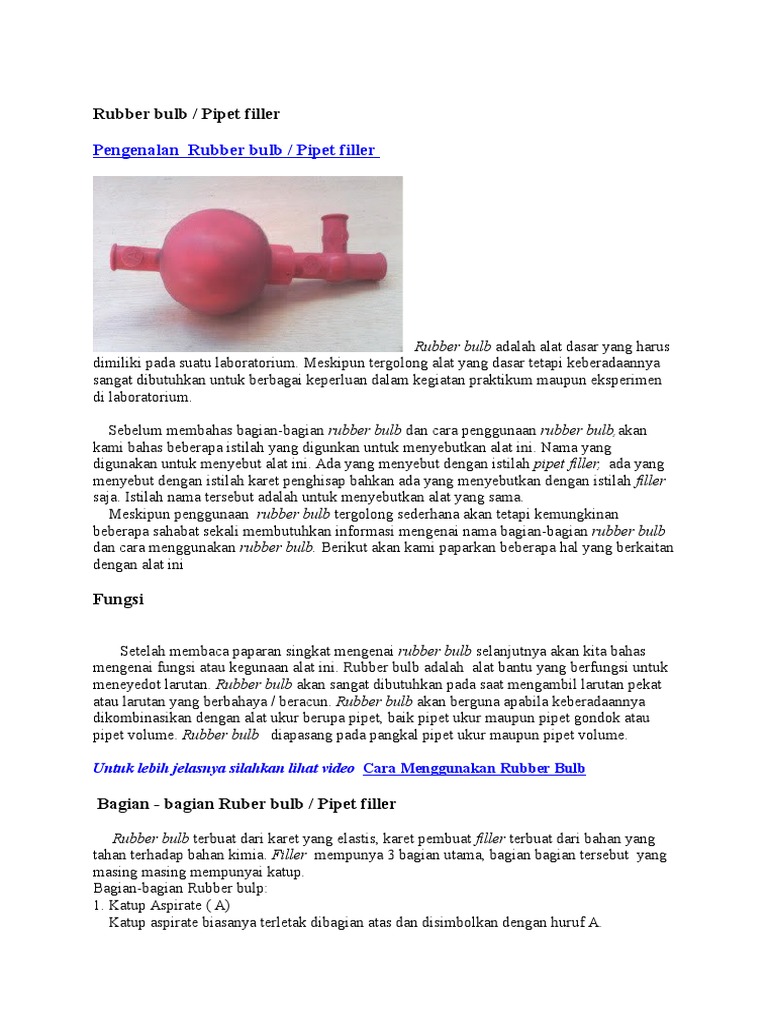 Fungsi dan Cara Pakai Rubber Bulb | PDF