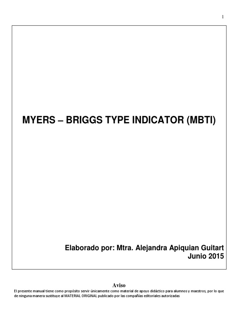 Manual MBTI PDF | PDF | Desarrollo personal | Aprendizaje