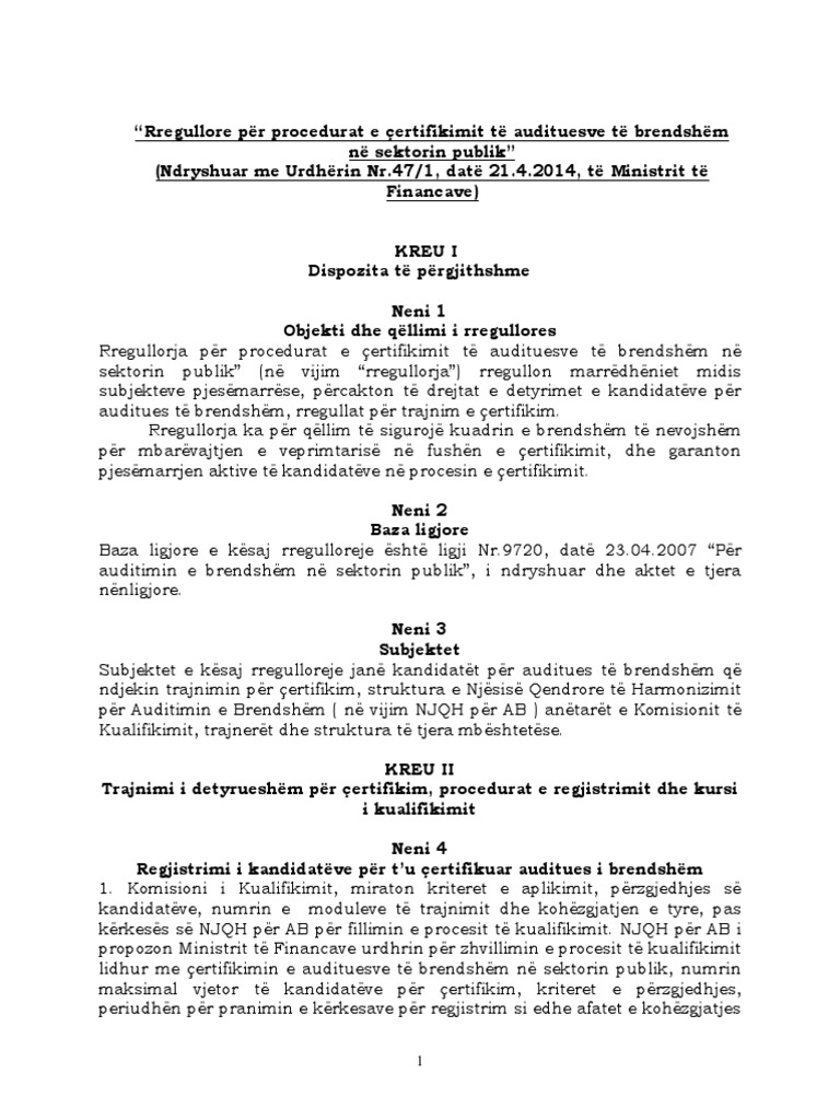 Rregullore e Certifikimit 284 | PDF